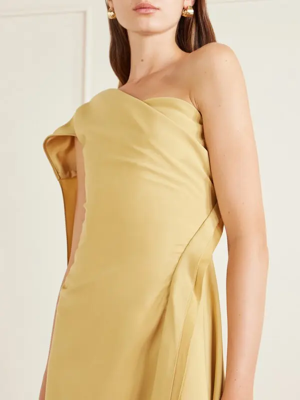 MARMAR HALIM Asymmetrical Draped Crepe Midi Dress