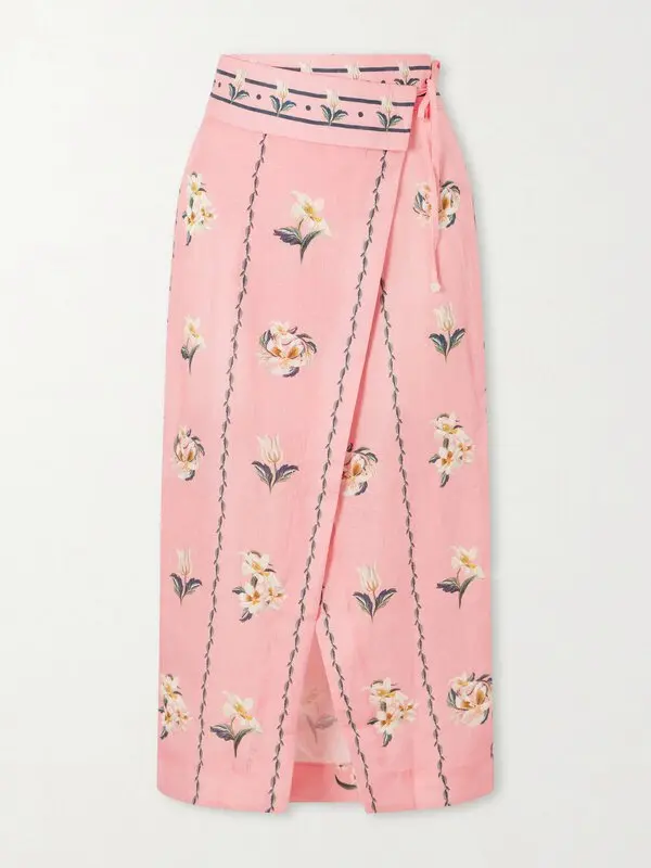Agua Bendita Tierra Promessa Floral-print Linen Pareo - Pink