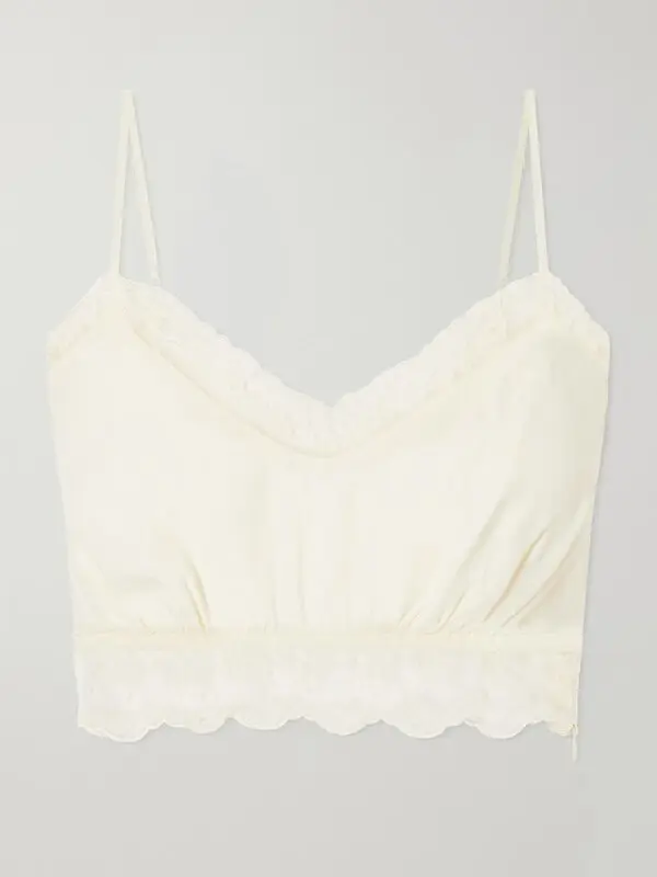 Simone Rocha Lace-trimmed Crepe De Chine Bralette - Neutrals