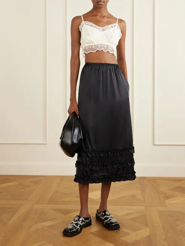 Simone Rocha Lace-trimmed Crepe De Chine Bralette