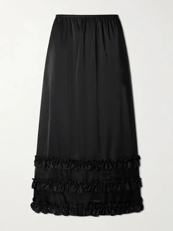 Simone Rocha Ruffled Satin Midi Skirt