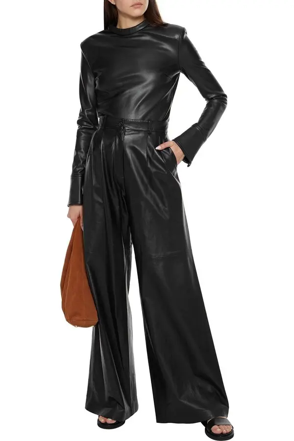 STAND STUDIO Freya Faux Leather Top