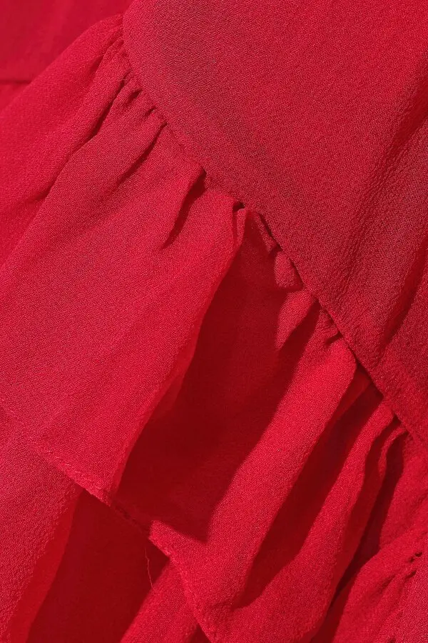 MIKAEL AGHAL Ruffletrimmed Silkchiffon Midi Dress