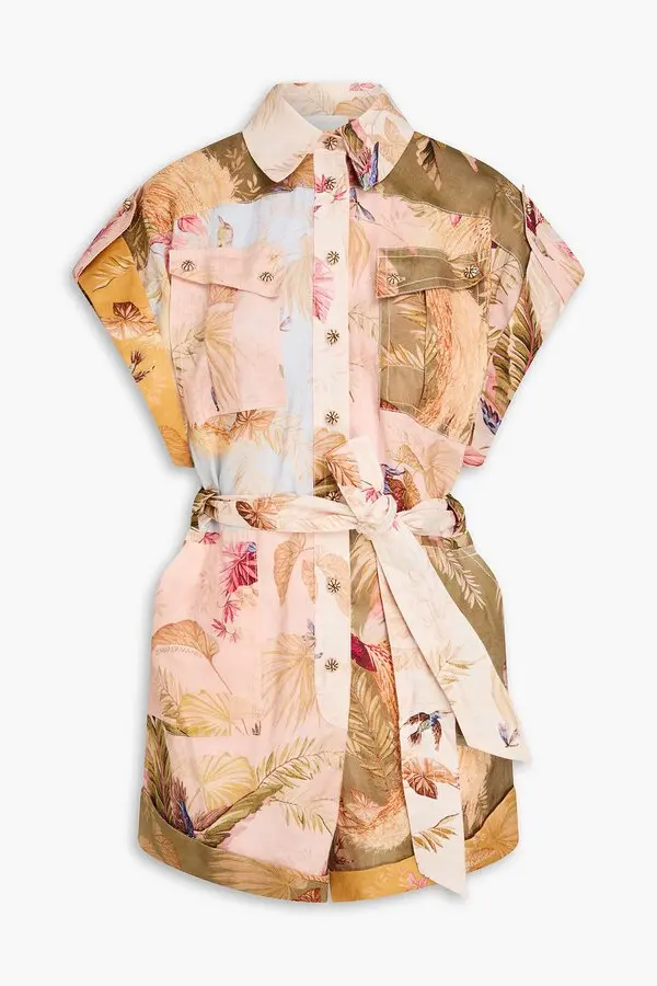 Zimmermann Printed Linen Playsuit