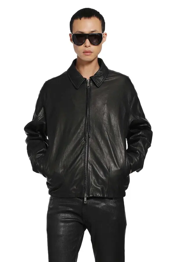 GIORGIO BRATO Leather Zip-up Jacket - Black