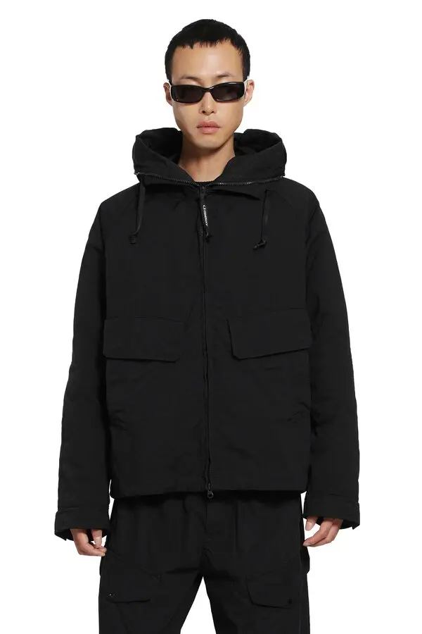 C.P. COMPANY Hooded Twill Jacket With Lens Detail - Black