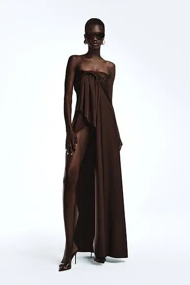 Revolve Enzo Asymmetric Maxi Dress - Brown