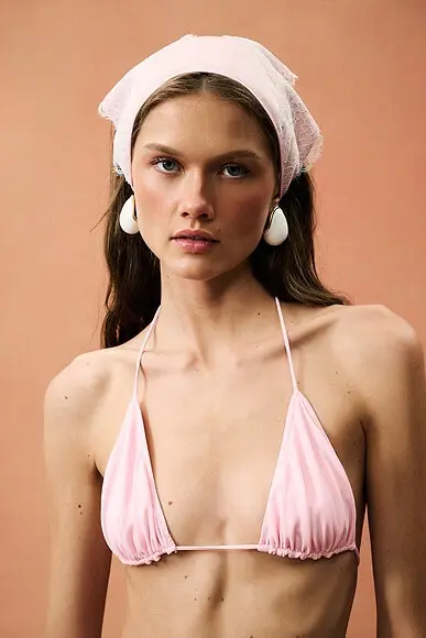 ROWEN ROSE Satin Headscarf With Lace Trim