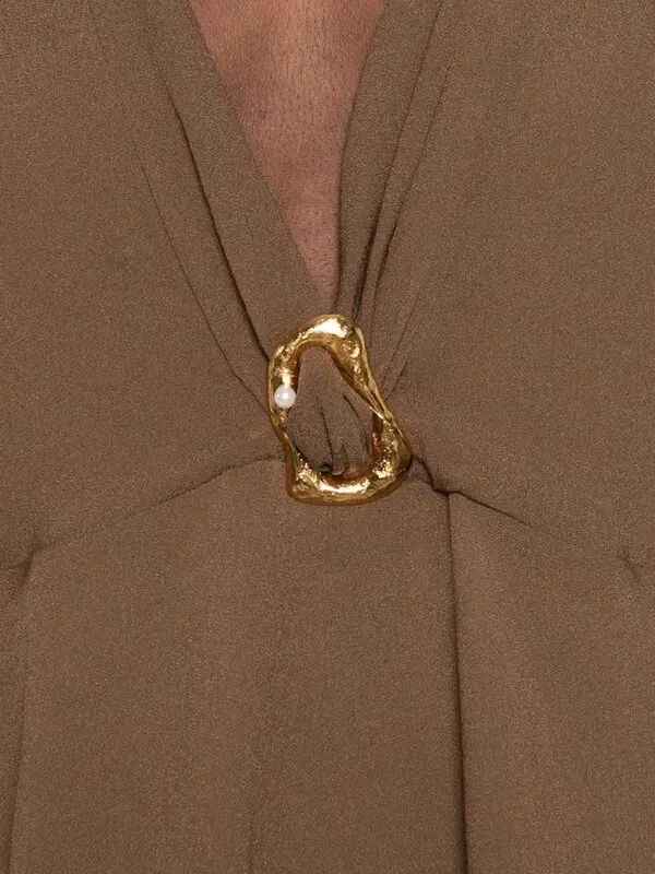 FORTE_FORTE V-neck Cape Sleeve Top With Hammered Ring Detail - Multicolor
