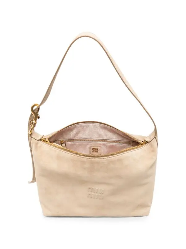 Miu Miu Suede Shoulder Bag With Embossed Logo - Multicolor