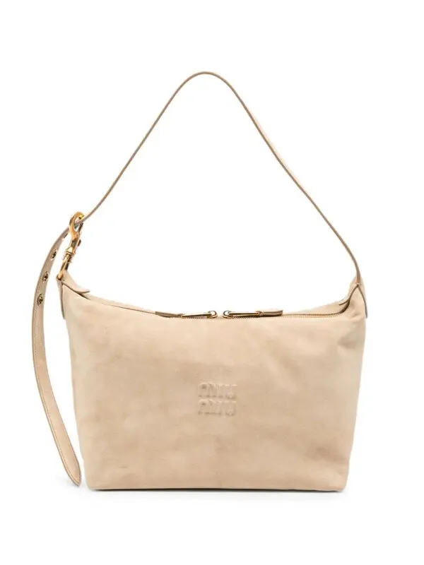 Miu Miu Suede Shoulder Bag With Embossed Logo - Multicolor