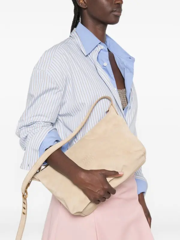 Miu Miu Suede Shoulder Bag With Embossed Logo - Multicolor
