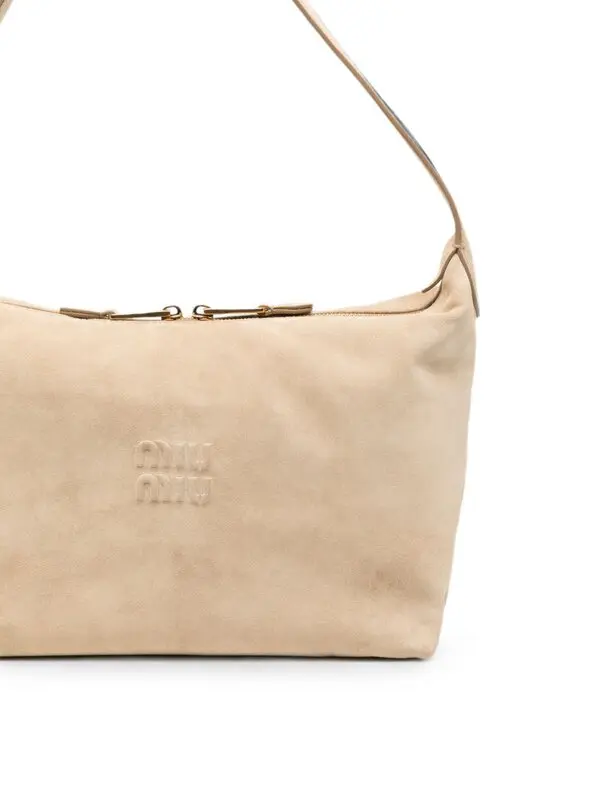 Miu Miu Suede Shoulder Bag With Embossed Logo - Multicolor