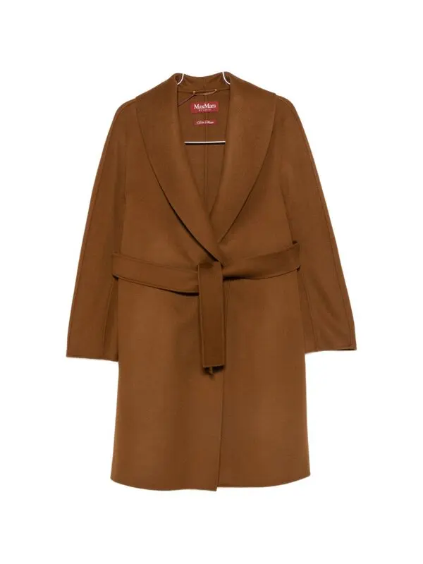Max Mara Belted Shawl Collar Coat - Multicolor