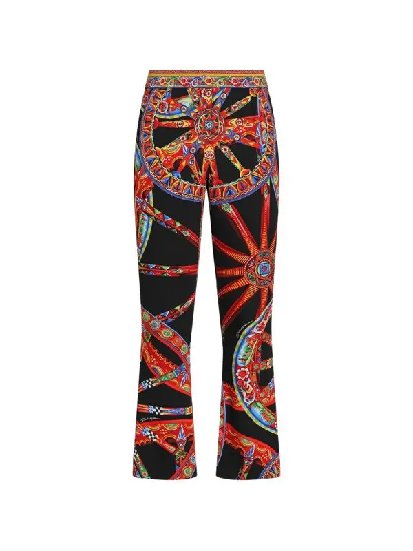 Dolce & Gabbana Carretti Print Silk Trousers