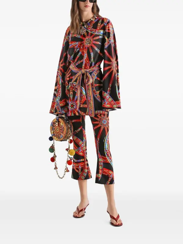 Dolce & Gabbana Carretti Print Silk Trousers