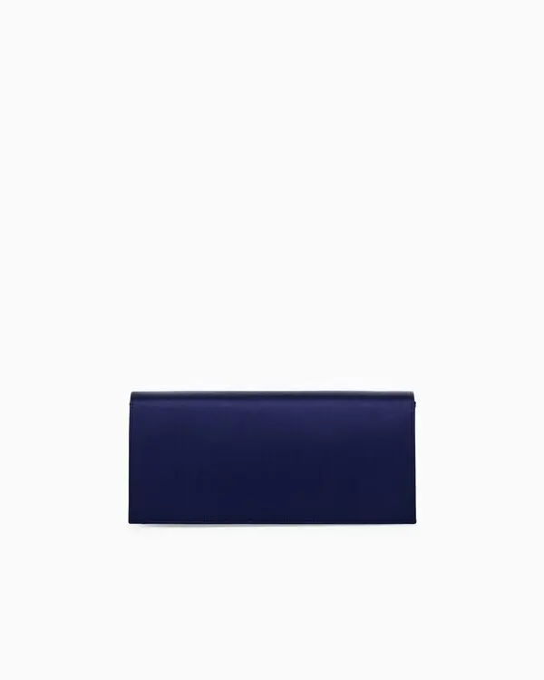 Giorgio Armani Clutch Handbag In Viscose And Silk Satin - Navy Blue