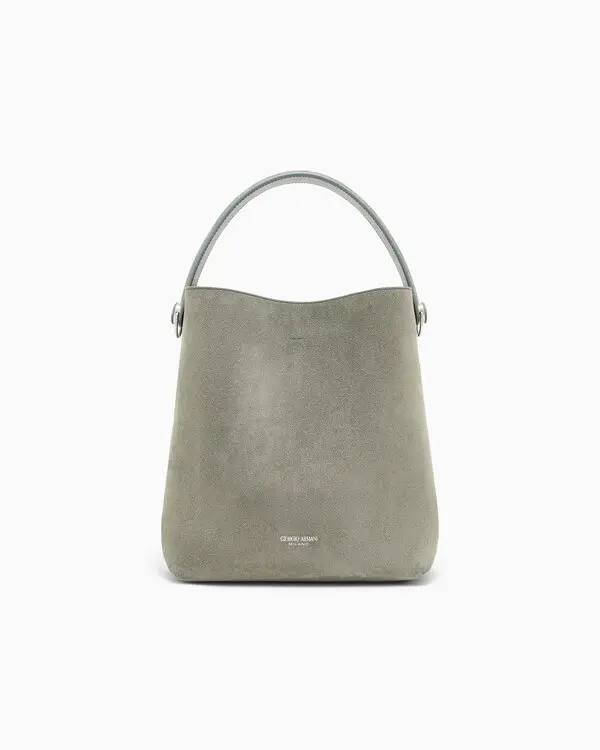 Giorgio Armani Split Leather Shoulder Bag - Green