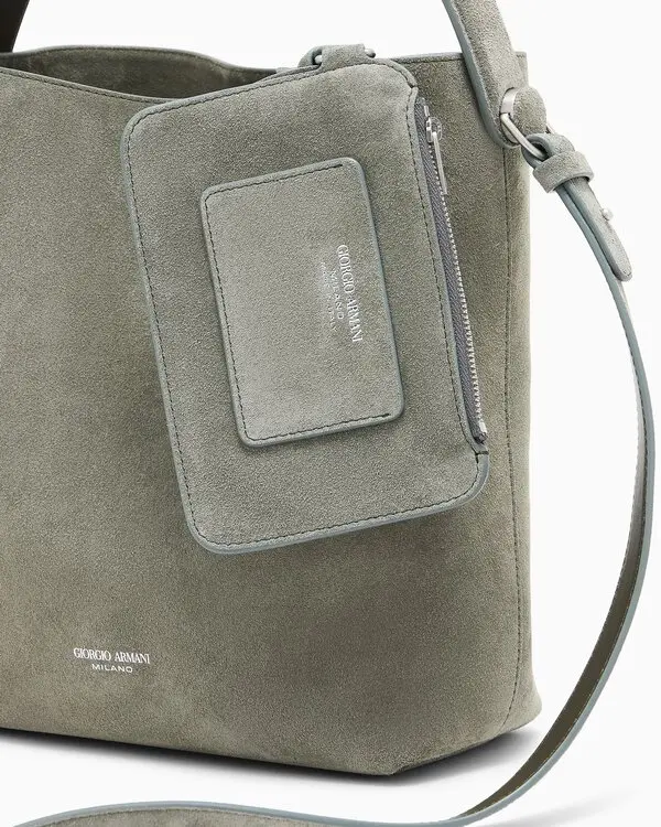 Giorgio Armani Split Leather Shoulder Bag - Green