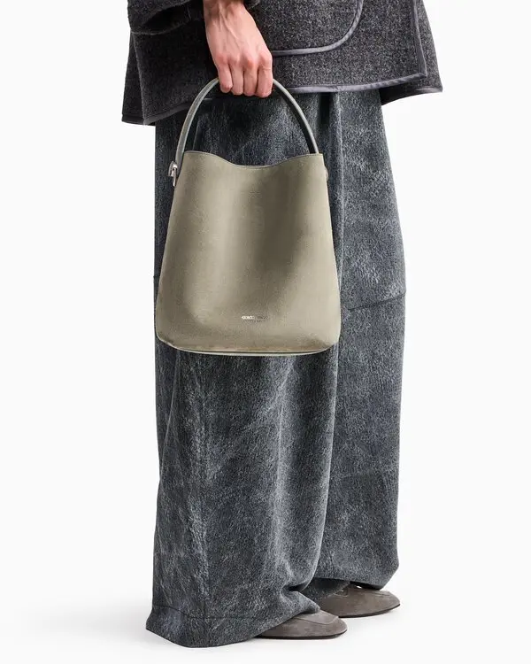 Giorgio Armani Split Leather Shoulder Bag - Green