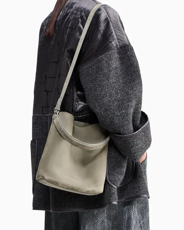 Giorgio Armani Split Leather Shoulder Bag - Green