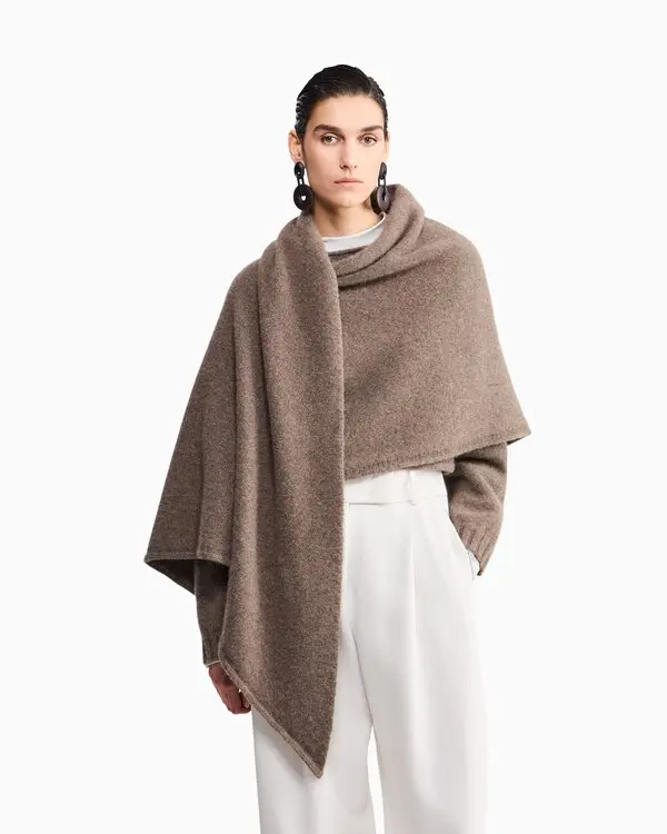 Giorgio Armani Asymmetrical Cashmere Cardigan With Draped Collar