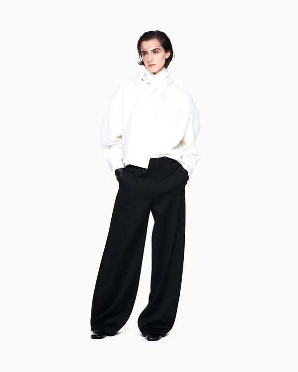 Giorgio Armani Flat Front Tuxedo Wool Trousers