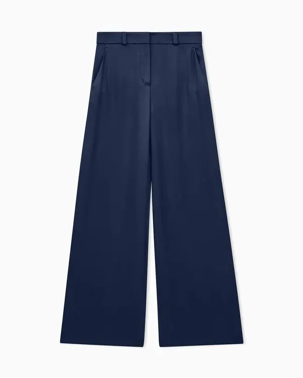 Giorgio Armani Flat Front Tuxedo Wool Trousers - Blue