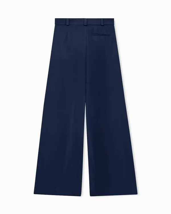 Giorgio Armani Flat Front Tuxedo Wool Trousers - Blue