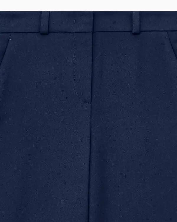 Giorgio Armani Flat Front Tuxedo Wool Trousers - Blue