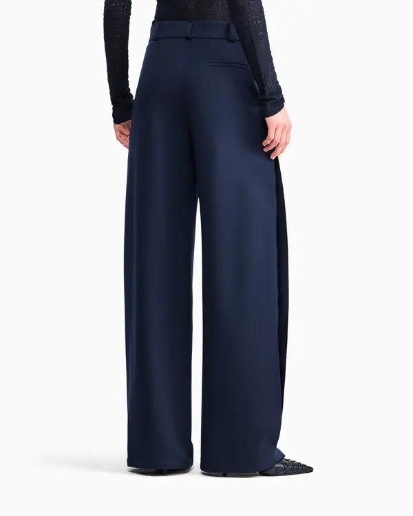 Giorgio Armani Flat Front Tuxedo Wool Trousers - Blue