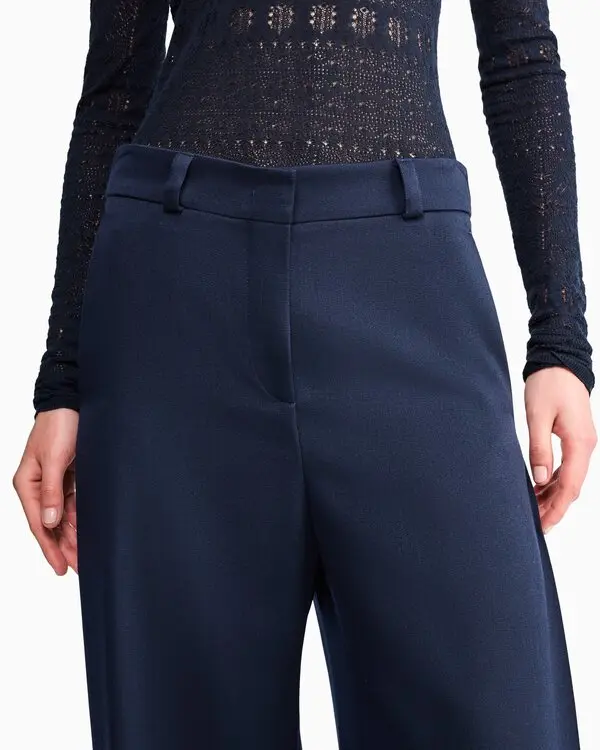 Giorgio Armani Flat Front Tuxedo Wool Trousers - Blue