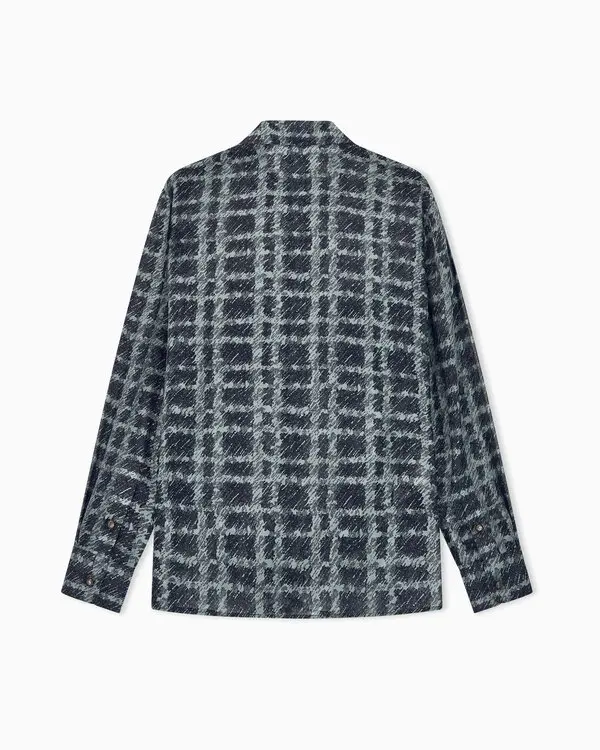 Giorgio Armani Shirt Regular Fit Check Silk Chiffon With Patch Pockets