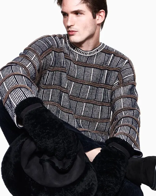 Giorgio Armani Sweater Oversized Ribbed Silk And Virgin Wool Blend