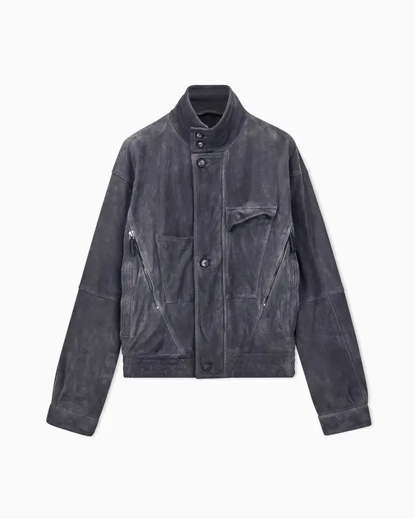 Giorgio Armani Leather Blouson Jacket - Grey