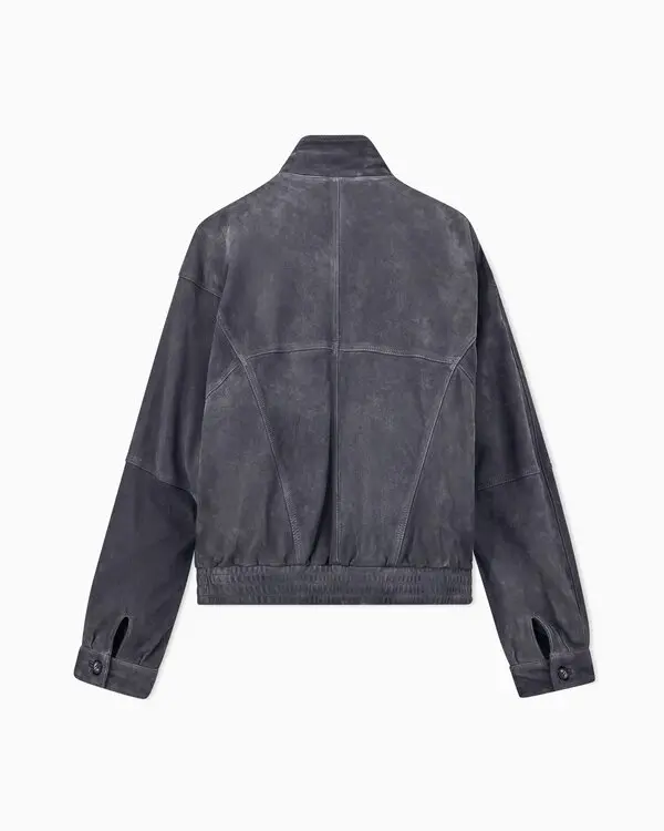 Giorgio Armani Leather Blouson Jacket - Grey