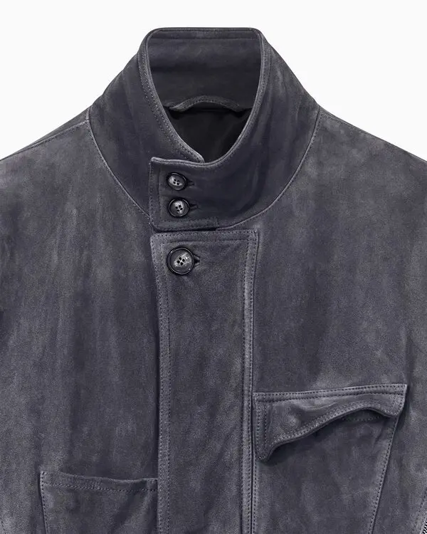 Giorgio Armani Leather Blouson Jacket - Grey