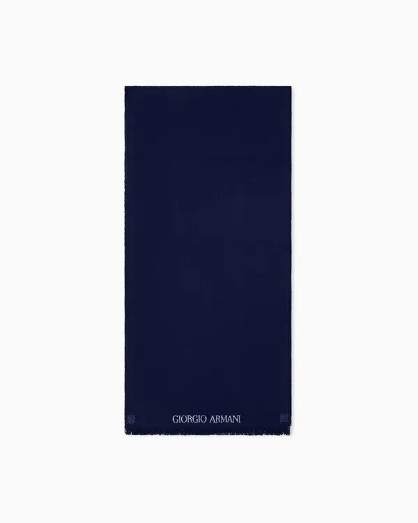 Giorgio Armani Scarf In Virgin Wool - Navy Blue