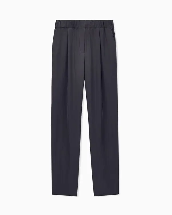 Giorgio Armani Regular Fit Washed Silk Trousers With Elasticated Hem