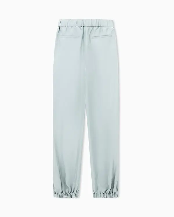 Giorgio Armani Regular Fit Washed Silk Trousers With Elasticated Hem - Green