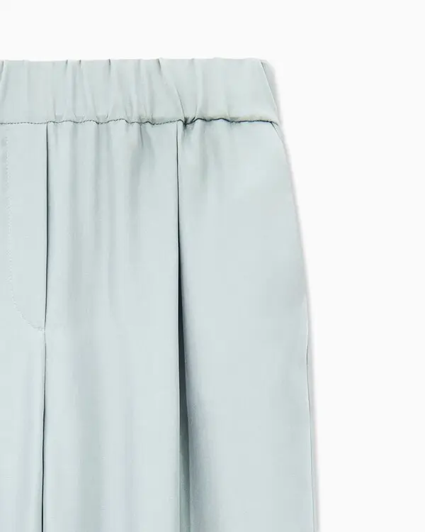 Giorgio Armani Regular Fit Washed Silk Trousers With Elasticated Hem - Green