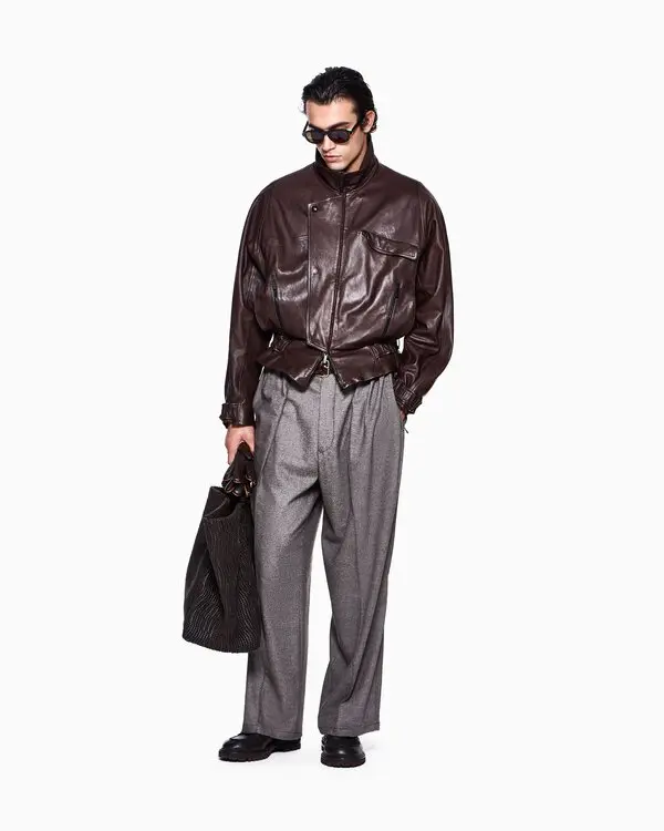 Giorgio Armani Oversized Leather Blouson Jacket