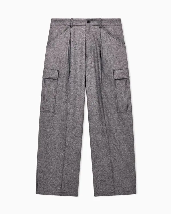 Giorgio Armani Trousers Oversized In Denim-effect Wool And Cashmere