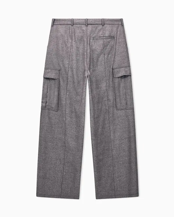 Giorgio Armani Trousers Oversized In Denim-effect Wool And Cashmere