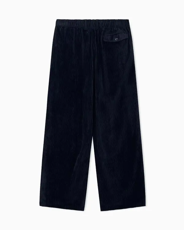 Giorgio Armani Ribbed Viscose Velvet Oversized Trousers - Blue