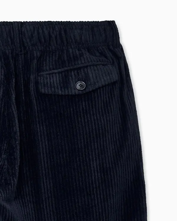 Giorgio Armani Ribbed Viscose Velvet Oversized Trousers - Blue