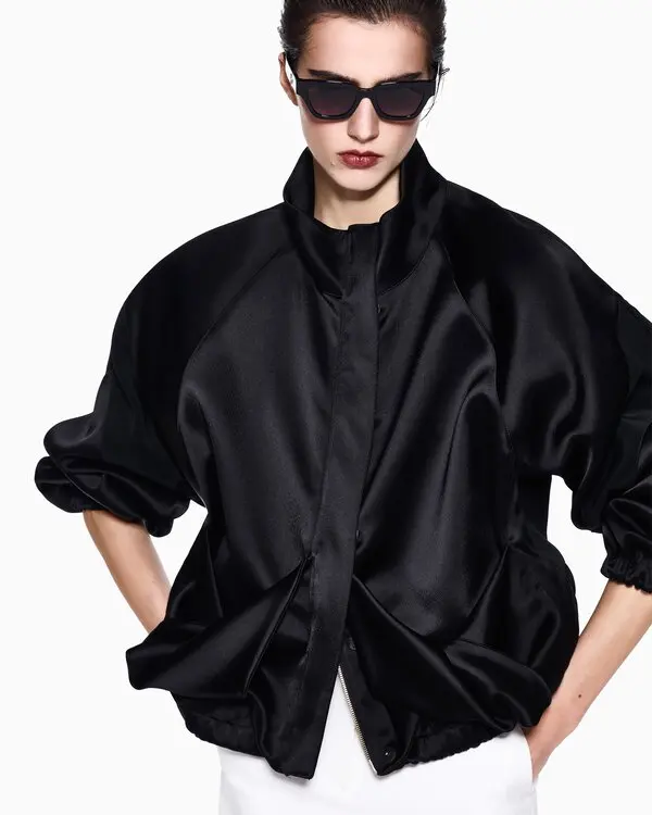 Giorgio Armani Caban Coat In Techno Duchesse With Raglan Sleeves