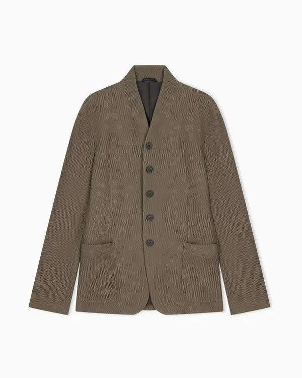 Giorgio Armani Blazer Regular Fit In Hi-tech Warp Knitted Honeycomb - Brown