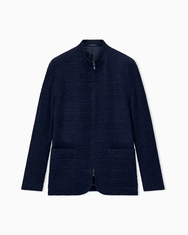 Giorgio Armani Froissé Stretch Velvet Zip-up Jacket