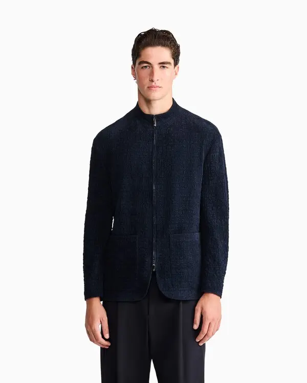 Giorgio Armani Froissé Stretch Velvet Zip-up Jacket